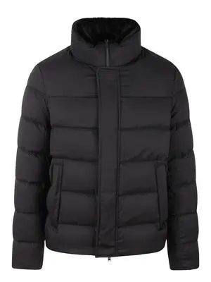 Herno High-neck Down Jacket With Quilted Details - Black