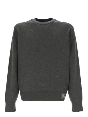 Burberry Equestrian Knight Intarsia Knit Crewneck Jumper - Black