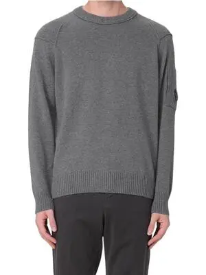 C.P. COMPANY Lens Detail Crew Neck Knitwear - Gray