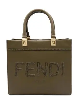Fendi Logo Detailed Top Handle Bag - Brown