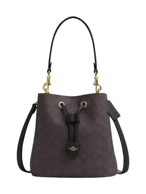 COACH Rowan Bucket Bag In Signature Canvas - Opal/walnut/black