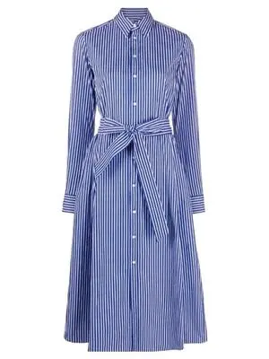 Polo Ralph Lauren Striped Belted Shirt Dress - Blue