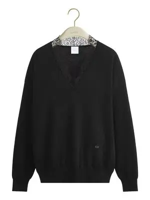 DIOR Dior V-Neck Lace Trim Sweater
