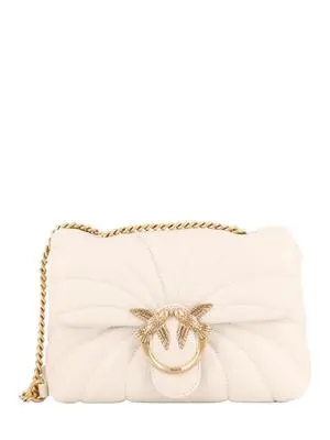 Pinko Flip Shoulder Bag With Metal Logo Decals - White