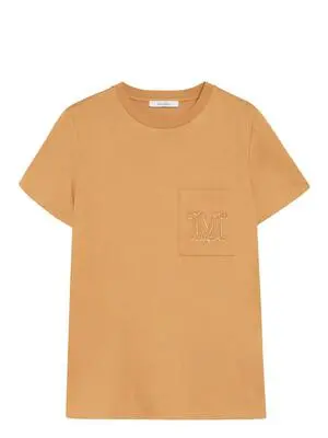 Max Mara Max Mara Papaia Crewneck T-Shirt With Embroidered Monogram Camel