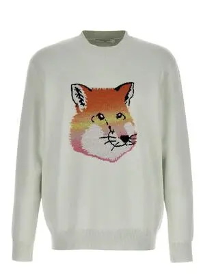 Maison Kitsuné Fox Head Intarsia Knit Jumper - Gray