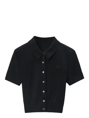Alexander Wang Logo Patch Knitted Polo Shirt - Black