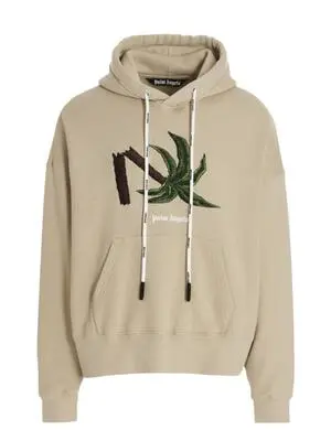 Palm Angels Palm Angels Palm Embroidered Drawstring Hoodie Nude