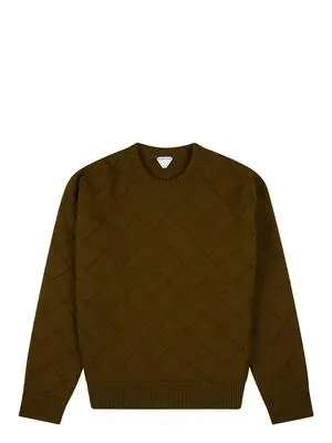 Bottega Veneta 3d Intreccio Crewneck Jumper - Olive Oil Color