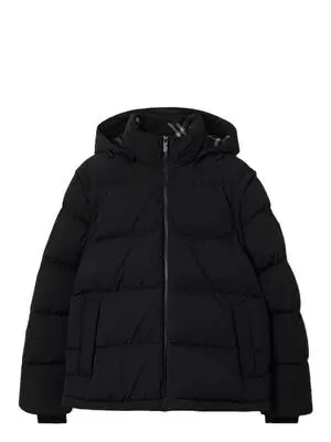 Burberry Burberry Detachable Sleeve Hooded Puffer Jacket Black/charcoal Gray