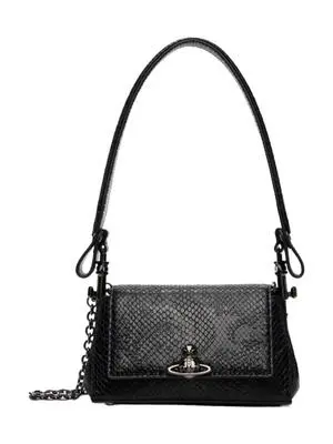 VIVIENNE WESTWOOD Embossed Flap Shoulder Bag - Black