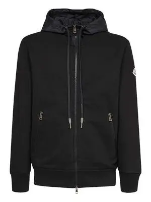 Moncler Zip-up Hooded Sweater - Black