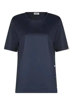 Herno Round Neck Short Sleeve T-shirt With Side Press-stud Detailing - Blue