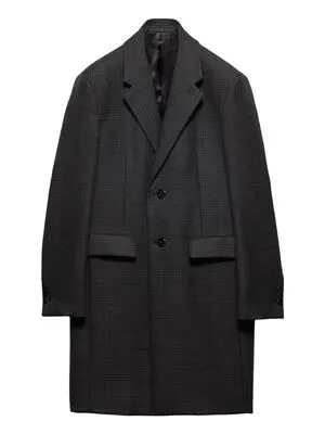 Prada Checked Single-breasted Coat - Dark Gray