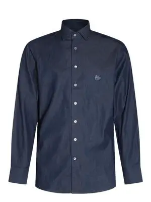 ETRO Etro Logo Embroidered Curved Hem Shirt