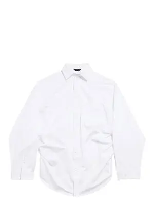 Balenciaga Collared Long-sleeve Shirt With Embroidered Logo - White