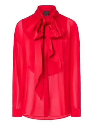 Pinko Bow Detail High Neck Blouse - Bright Red