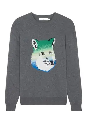 Maison Kitsuné Fox Head Intarsia-knit Jumper - Black