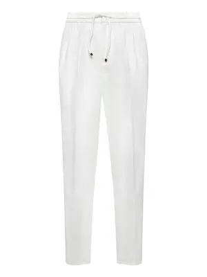 Brunello Cucinelli Drawstring Tapered Leg Trousers - White