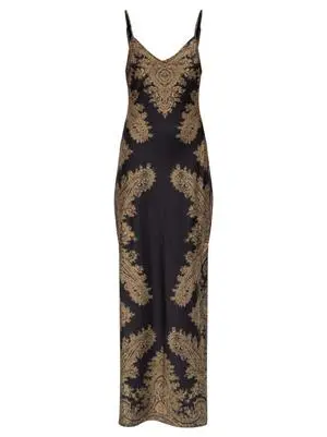 ALLSAINTS Bryony Paisley Print V-neck Midi Dress - Black