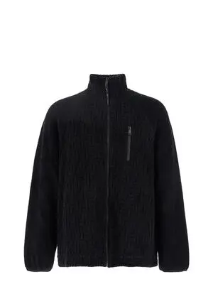 Fendi Ff Pattern High-neck Zipped Sweatshirt - Black