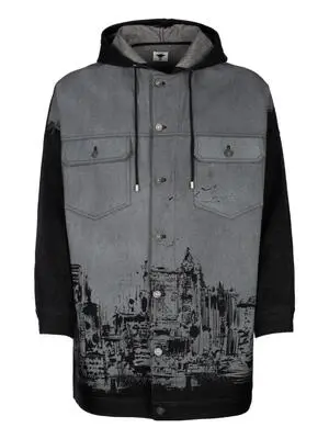Dior Hooded Denim Coat - Black/gray