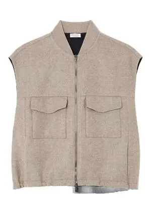Brunello Cucinelli Virgin Wool Double-cloth Vest - Beige