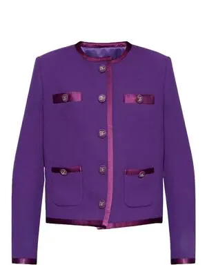 Dolce & Gabbana Single-breasted Crepe Jacket With Button Detailing - Purple