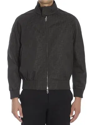 Fendi Monogrammed Zip-up Jacket - Red Brown And Tobacco Color