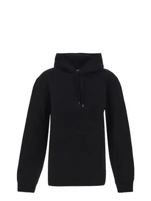 Saint Laurent Logo Embroidered Drawstring Hoodie - Black