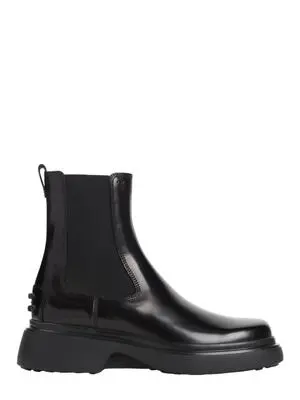 TOD'S Round Toe Elasticated Detail Chelsea Boots - Black