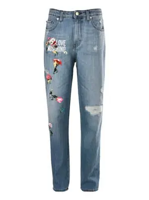 MOSCHINO Moschino Jeans With Flower Embroidery And Distressing