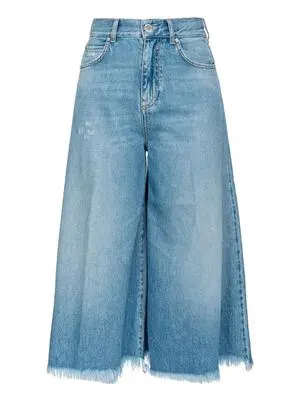 PINKO Pinko Burkina Wide-Leg Bermuda Jeans With Tassel Hem
