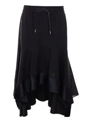 Sacai Pleated Midi Skirt - Black