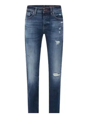 Hugo Boss Distressed Straight Leg Jeans - Blue