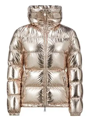 Moncler Metallic Zip-up Puffer Jacket - Golden