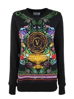 Versace Logo Print Crewneck Sweatshirt - Black