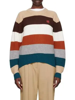 Maison Kitsuné Woolen Striped Crewneck Sweater - Multicolor