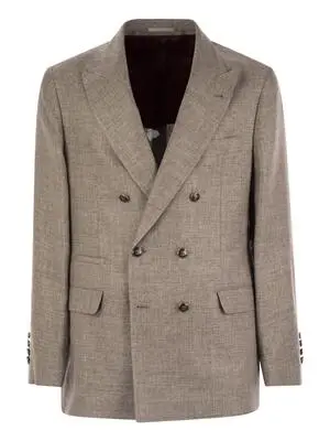 Brunello Cucinelli Brunello Cucinelli Double-Breasted Long Sleeved Blazer Gray