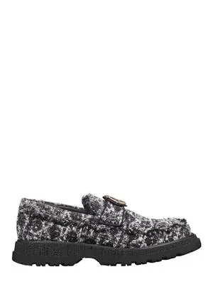 Dior Cannage Tweed Loafers - Black