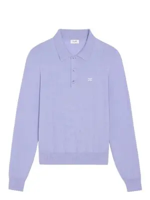 Celine Polo Sweater In Fine Cotton - Blue