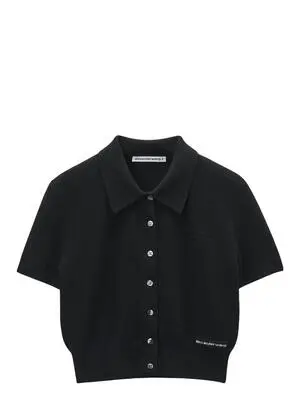 ALEXANDER WANG Alexander Wang Logo Patch Knitted Polo Cardigan