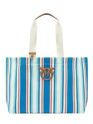 Pinko Extra Large Striped Print Shopper Bag - Blue