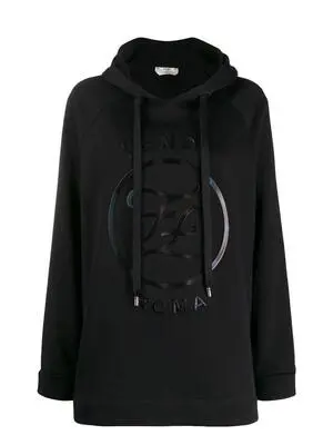 Fendi Ff Karligraphy Embossed Hooded Sweater - Black