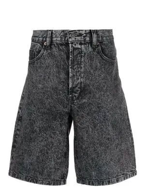 DIESEL® High-waist Marbled Denim Shorts - Black