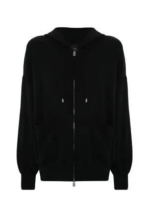 Pinko Zip-up Drawstring Hoodie - Black