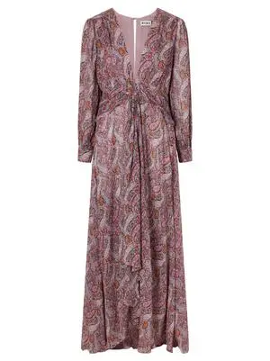Rixo Meera Maxi Dress In Paisley Print - Gray