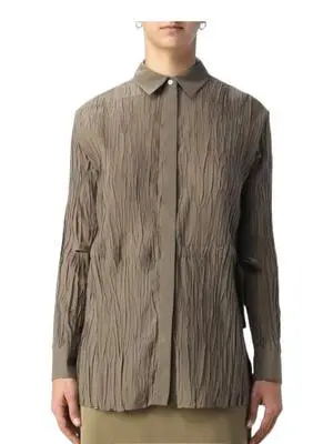 THEORY Theory Tie-Waist Crinkled Long-Sleeved Shirt