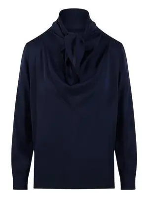 Max Mara Tie-neck Blouse - Blu Marino