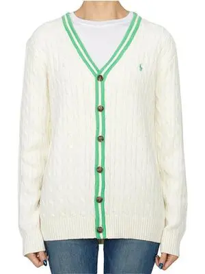 Polo Ralph Lauren Long Sleeve Cable Knit Cardigan - White